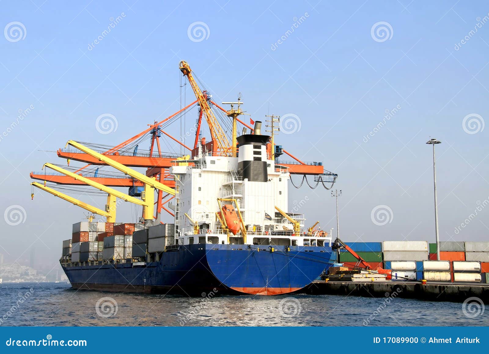 Container Ship Under Loading Stock Photo - Image of container, board ...