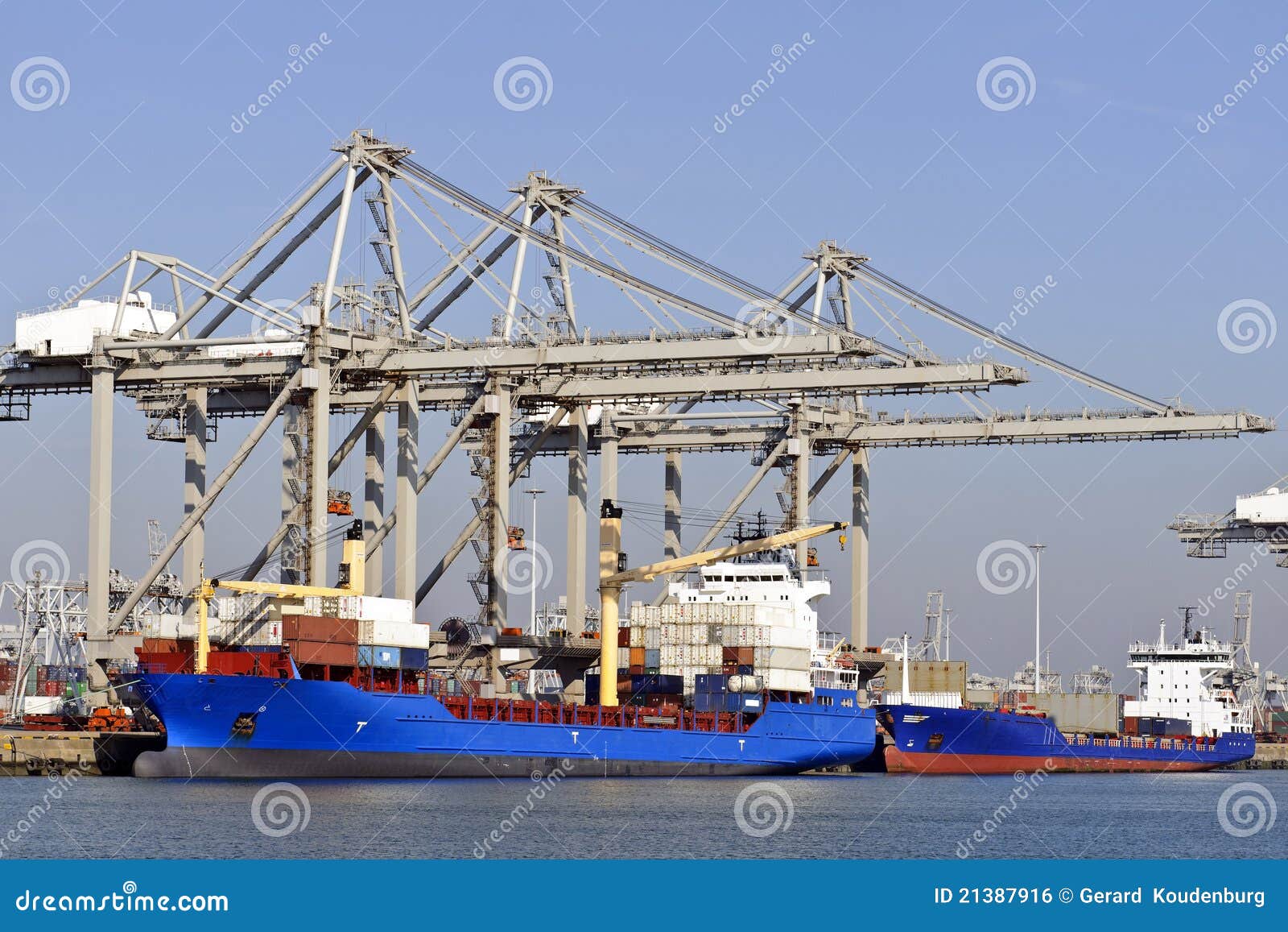 Container Ship Unloading in the Harbor Stock Photo - Image of industry ...