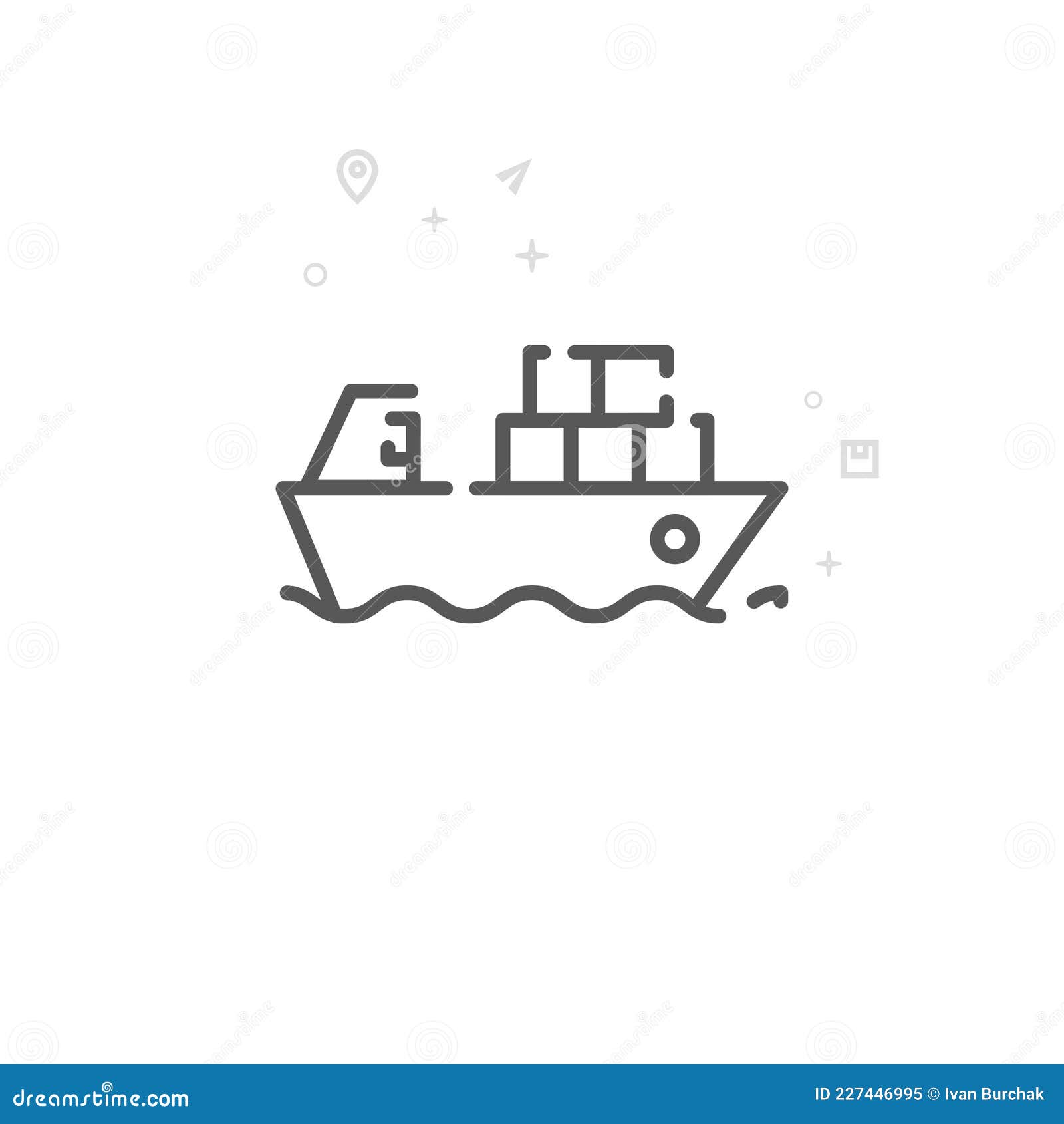 Container Ship Vector Line Icon, Symbol, Pictogram, Sign. Light ...