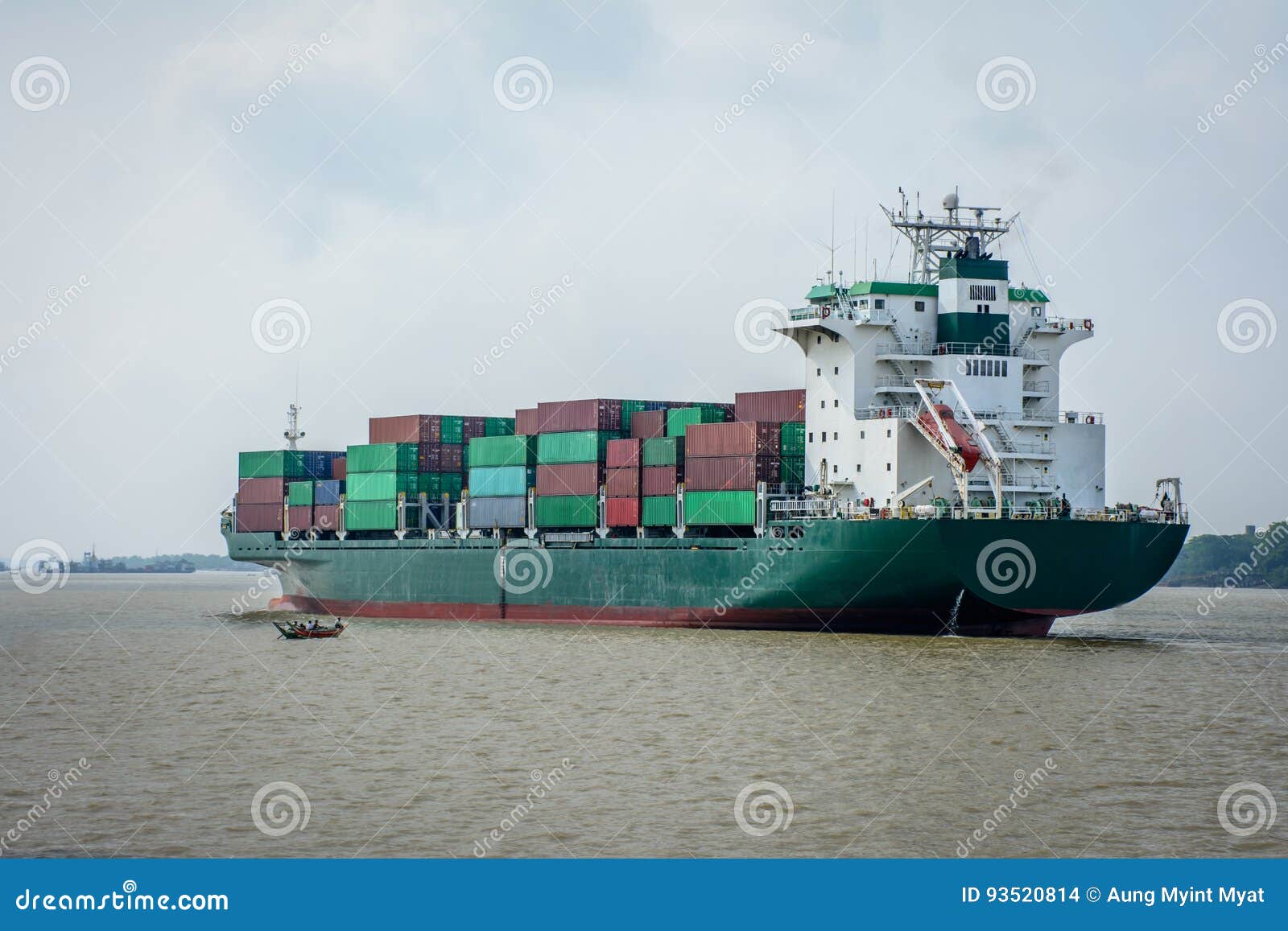 Container Ship in Yangon River, Myanmar, May-2017 Stock Photo - Image ...