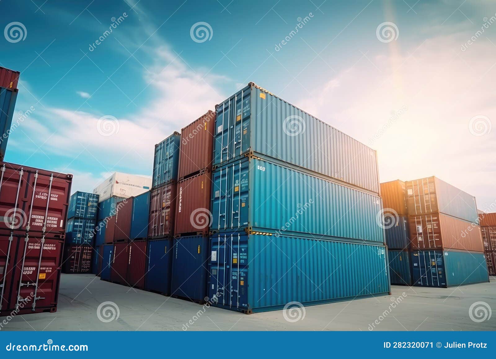 Container Shipping Export, Generated with AI Stock Illustration ...
