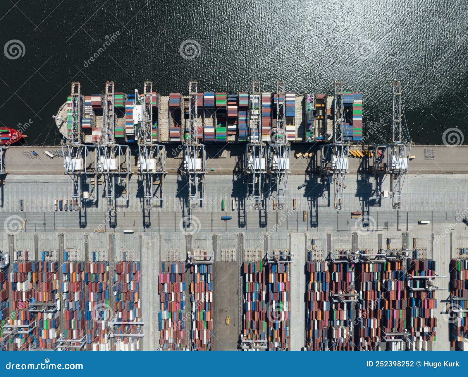 Container Shipping Terminal in the Port Harbour. Import Export and ...