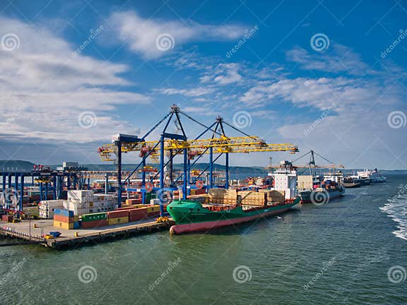 Container Ships Loading and Unloading at the Belfast Harbour Container ...