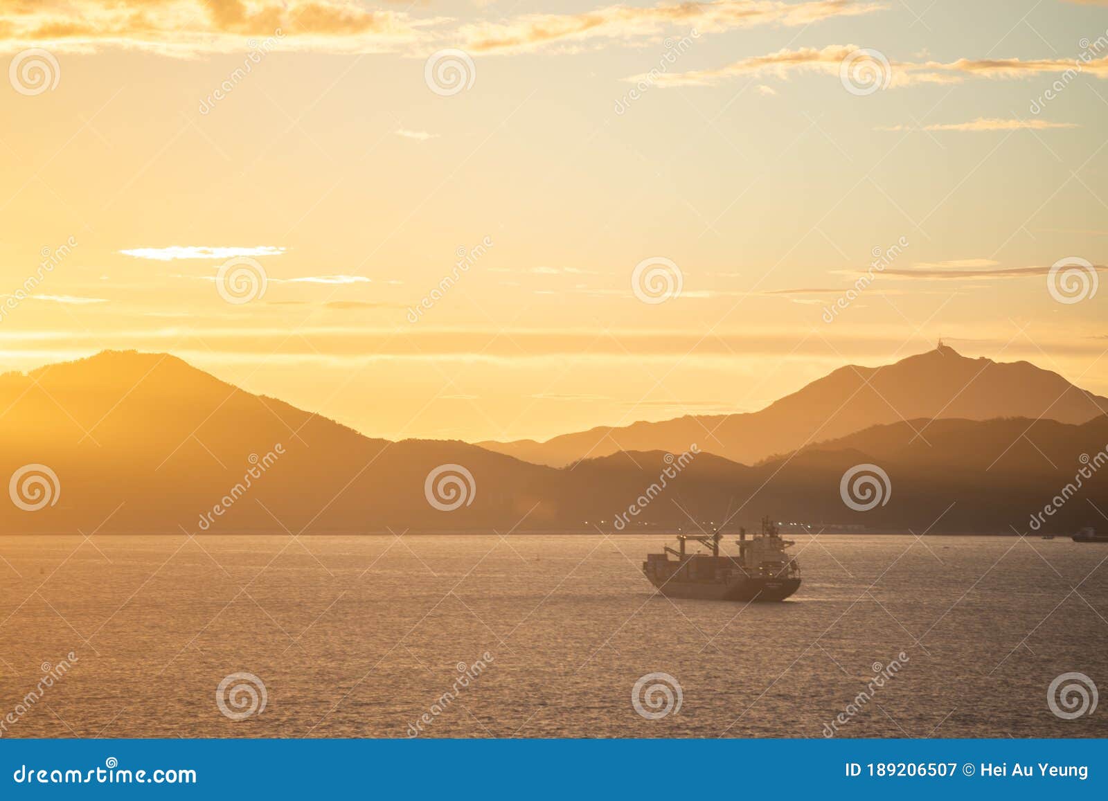 Container Ships in Ocean, South China Sea, Sunset Stock Image - Image ...