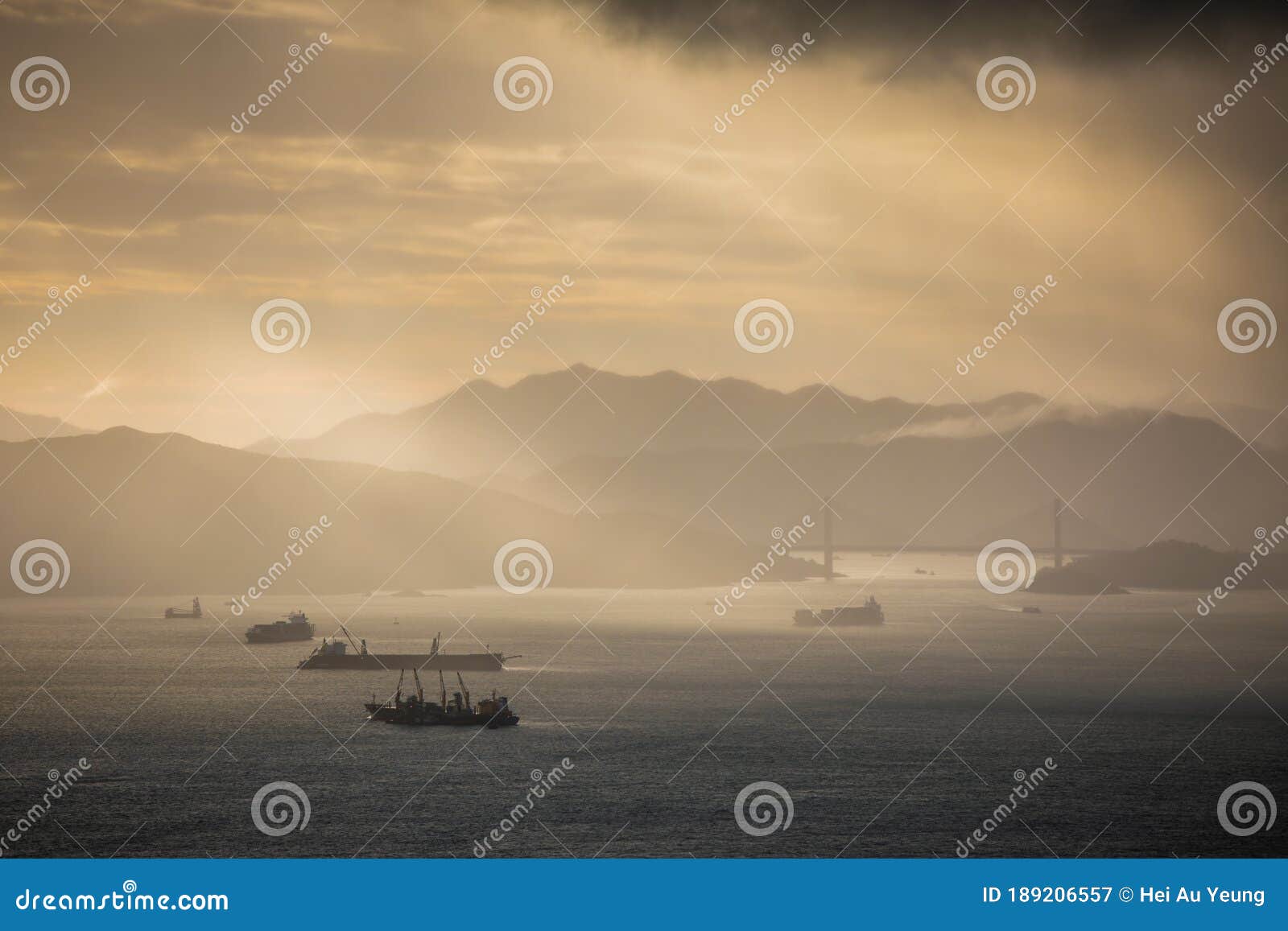 Container Ships in Ocean, South China Sea, Sunset Stock Image - Image ...