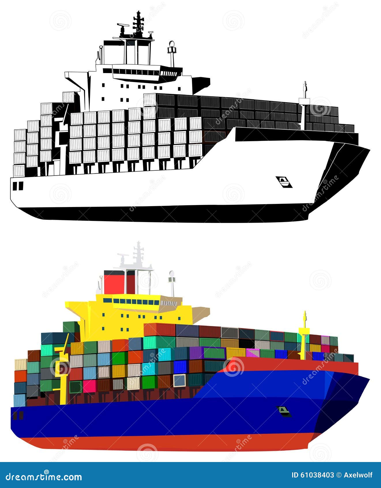 Container Ships, Vector Illustration Stock Vector - Illustration of ...
