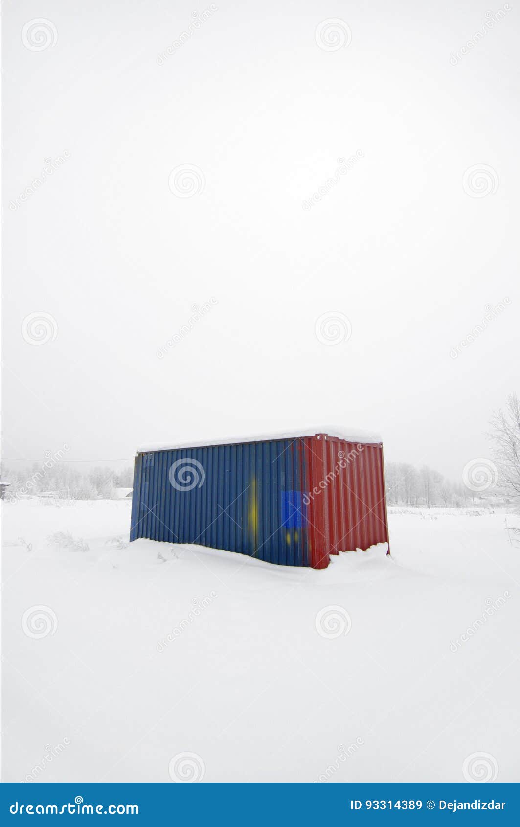 Container in the snow stock image. Image of transportation - 93314389