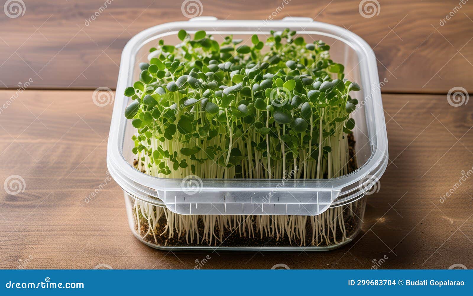 A Container of Sprouts Growing on a Table Stock Illustration ...