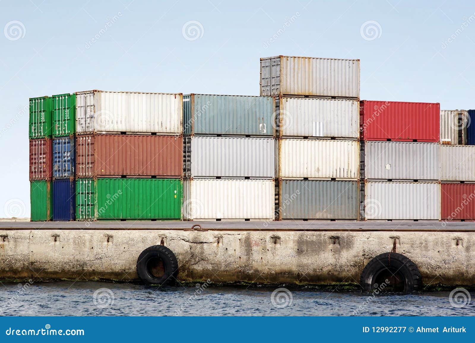 Container stack stock image. Image of customs, industrial - 12992277