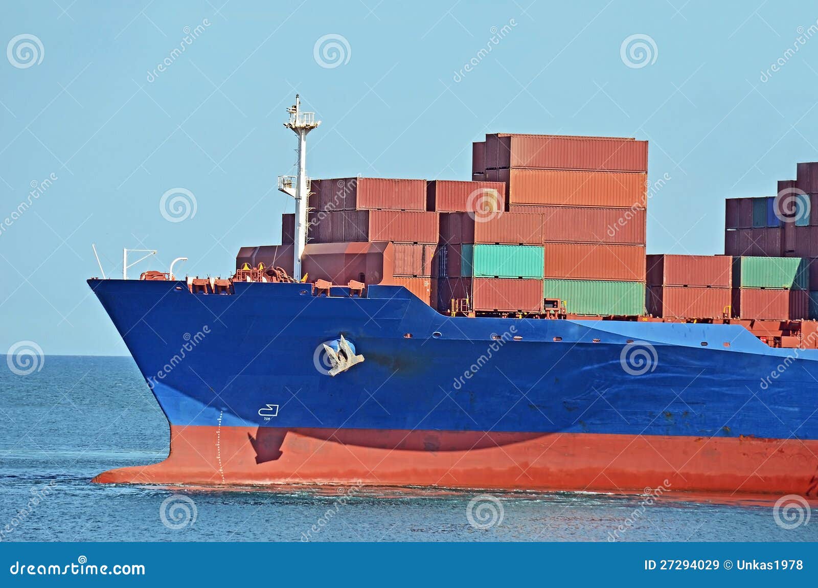 Container Stack on Freight Ship Stock Image - Image of pier, logistics ...