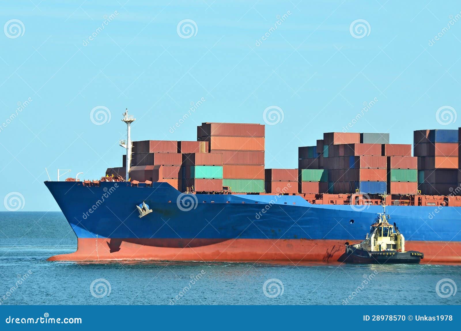 Container Stack on Freight Ship Stock Photo - Image of dock, cargo ...