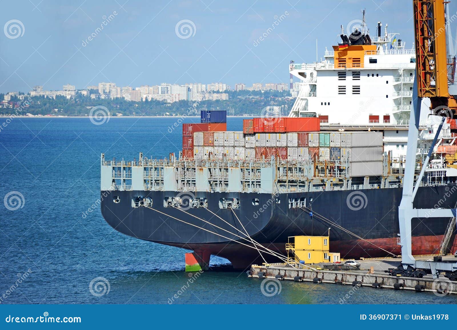 Container Stack on Freight Ship Stock Image - Image of container ...