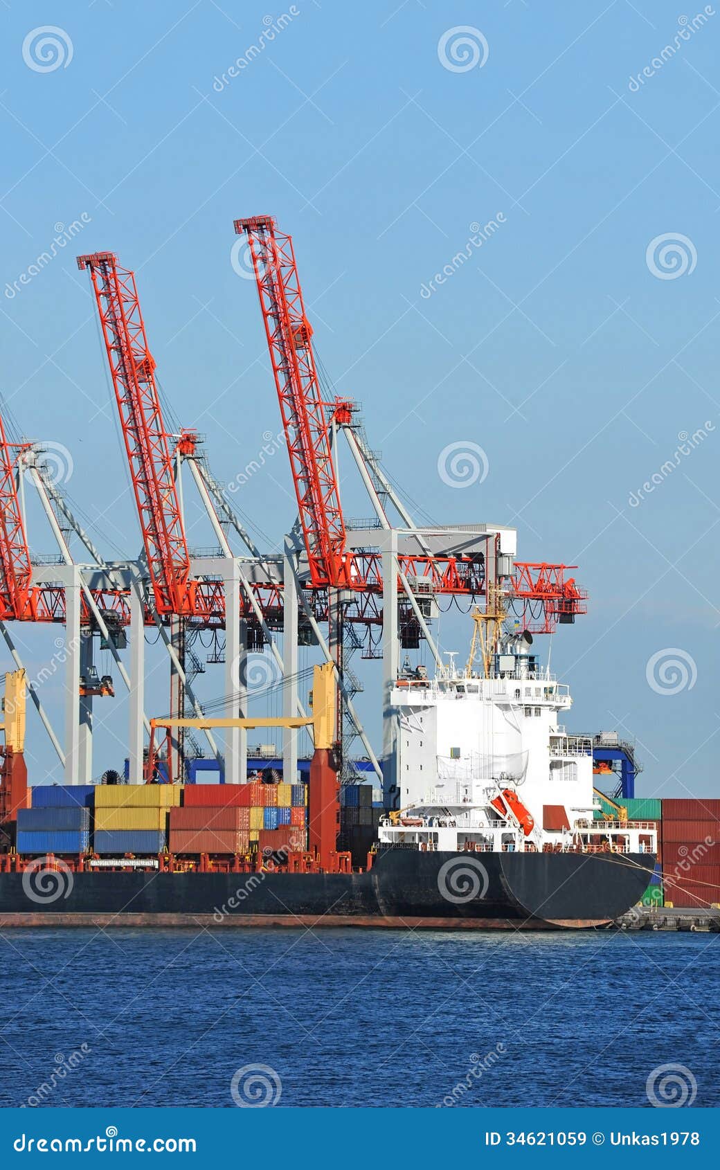 Container Stack on Freight Ship Stock Image - Image of industrial ...