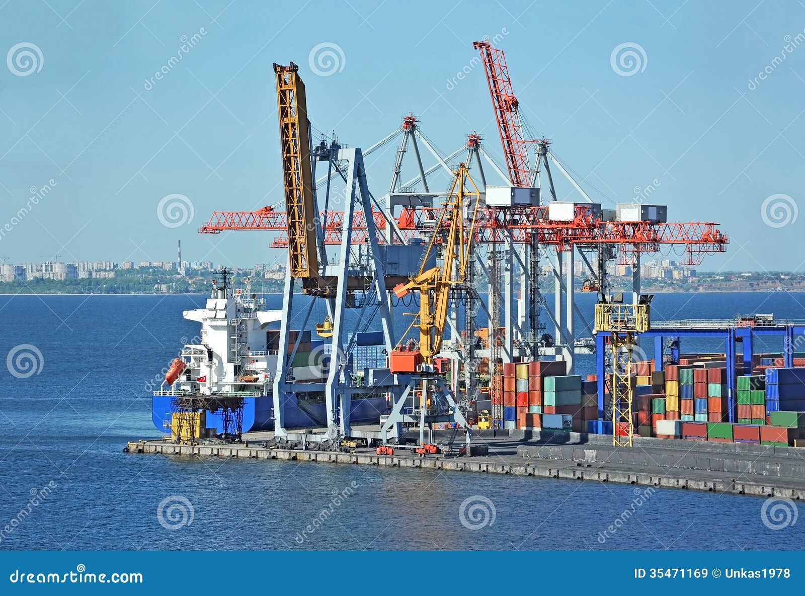 Container Stack on Freight Ship Stock Image - Image of odessa, quay ...