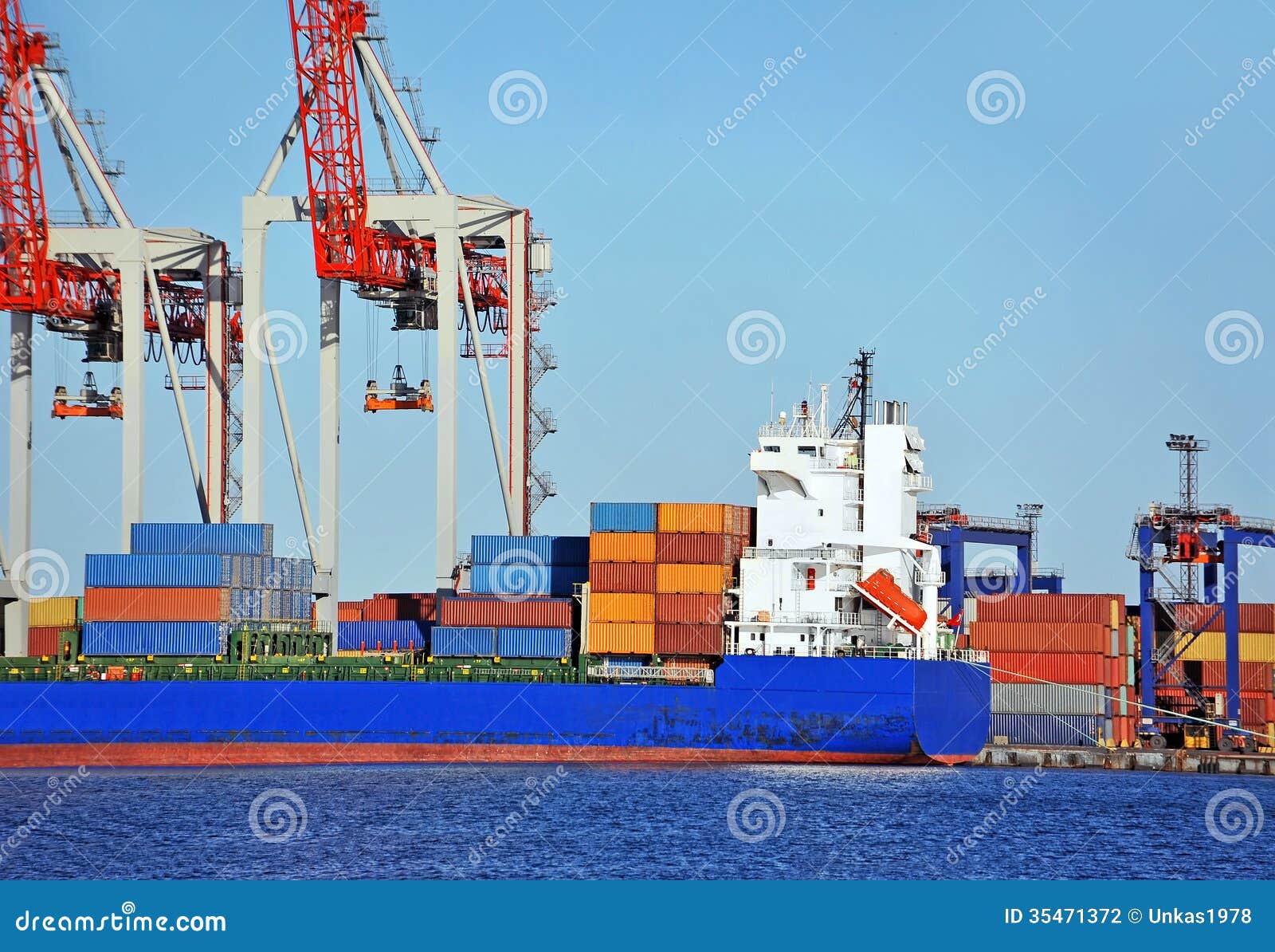 Container Stack on Freight Ship Stock Photo - Image of logistics ...