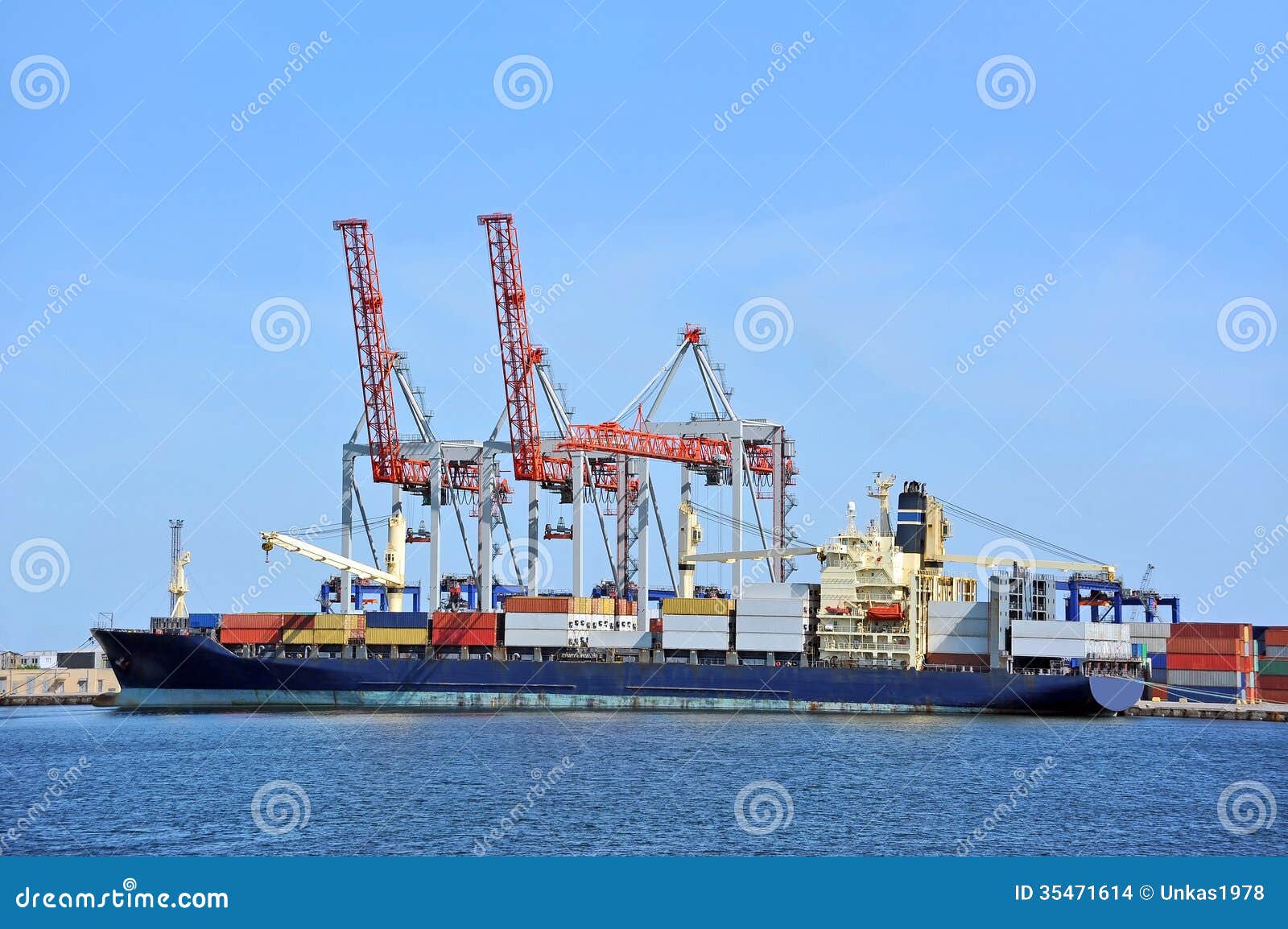 Container Stack on Freight Ship Stock Photo - Image of boat, industry ...