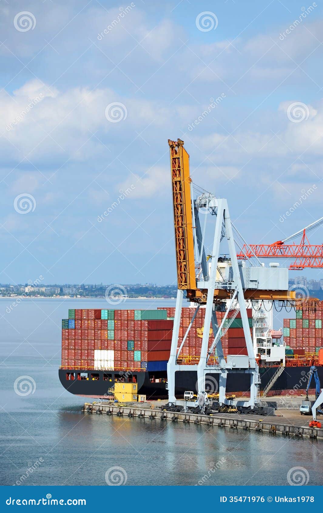 Container Stack on Freight Ship Stock Photo - Image of delivering ...