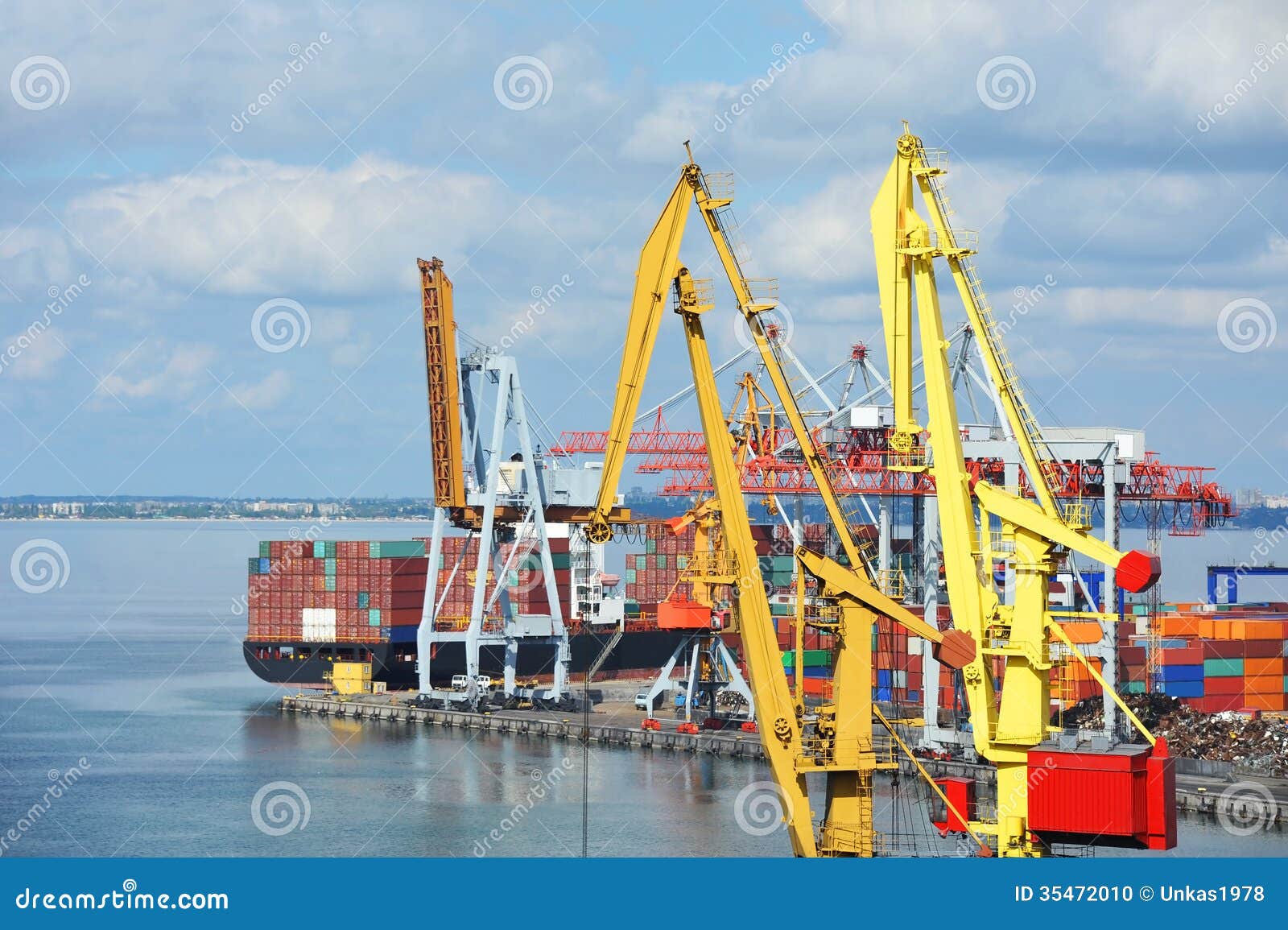 Container Stack on Freight Ship Stock Photo - Image of industrial ...