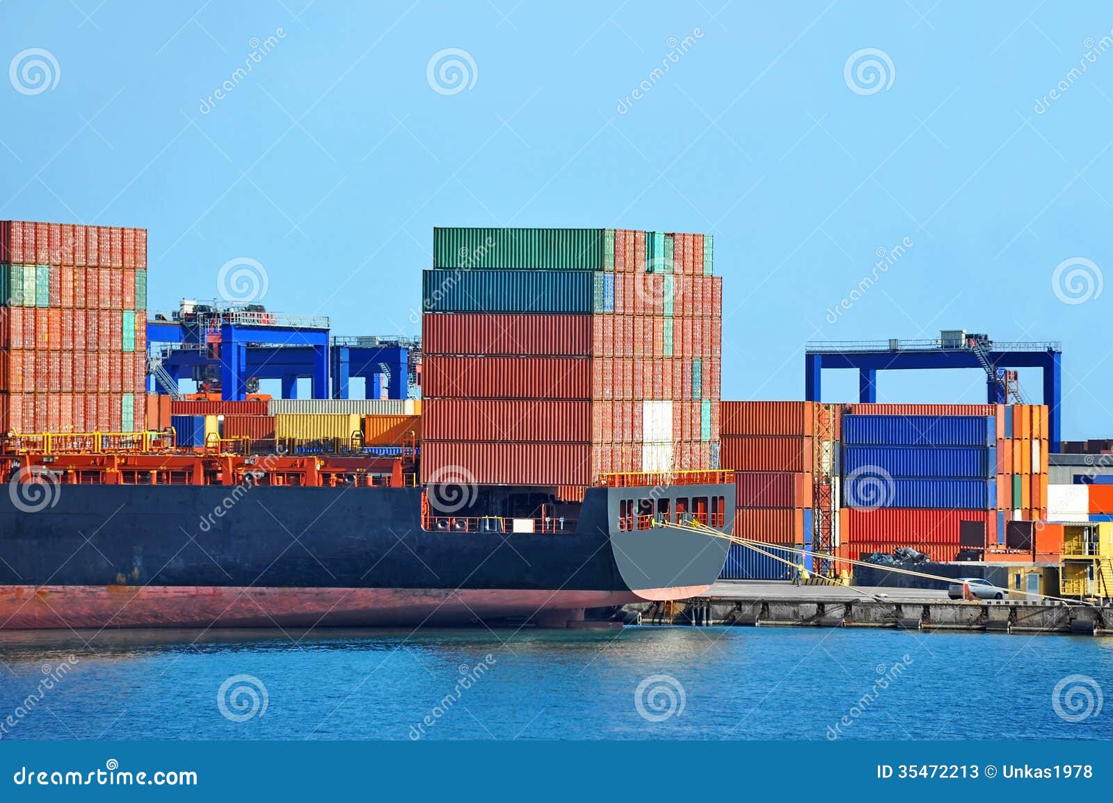 Container Stack on Freight Ship Stock Image - Image of nautical, export ...