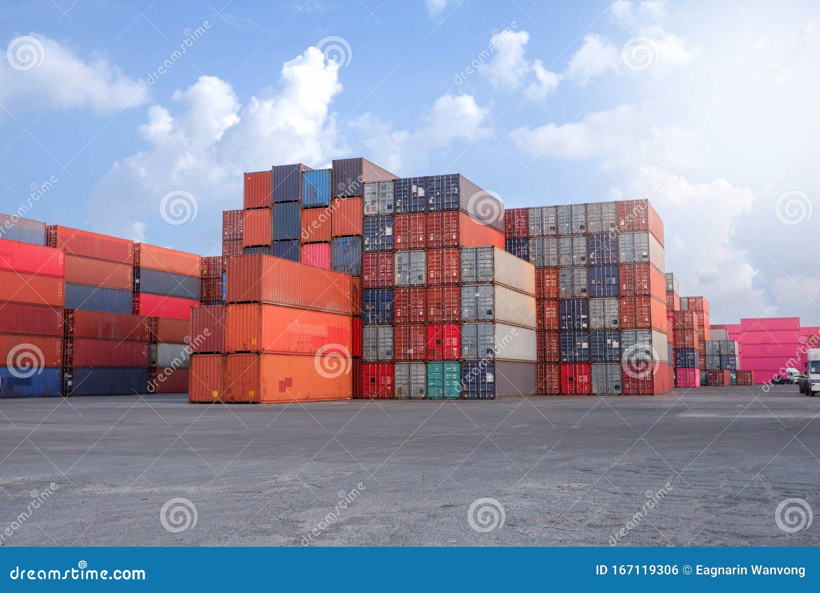 Container Stack Import and Export Concept Stock Photo - Image of ...