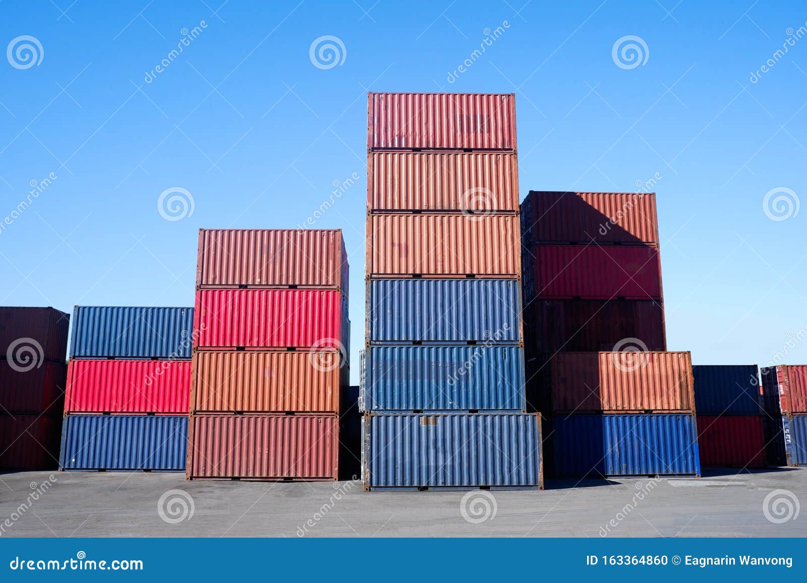Container Stack for Importing and Exporting Goods Stock Photo - Image ... Container Stack for Importing and Exporting Goods Stock Photo - Image ...