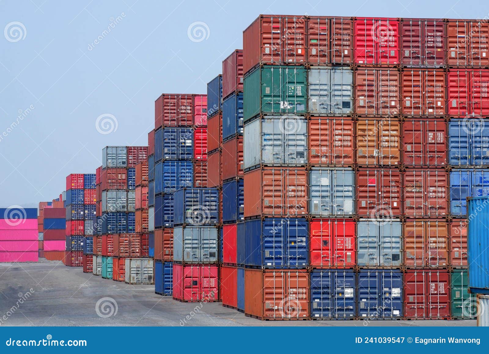 Container Stack for Packing Goods for Morning Import and Export Stock ...