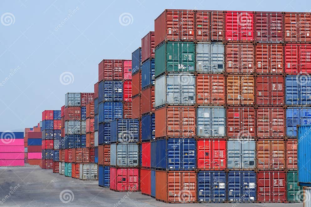 Container Stack for Packing Goods for Morning Import and Export Stock ...