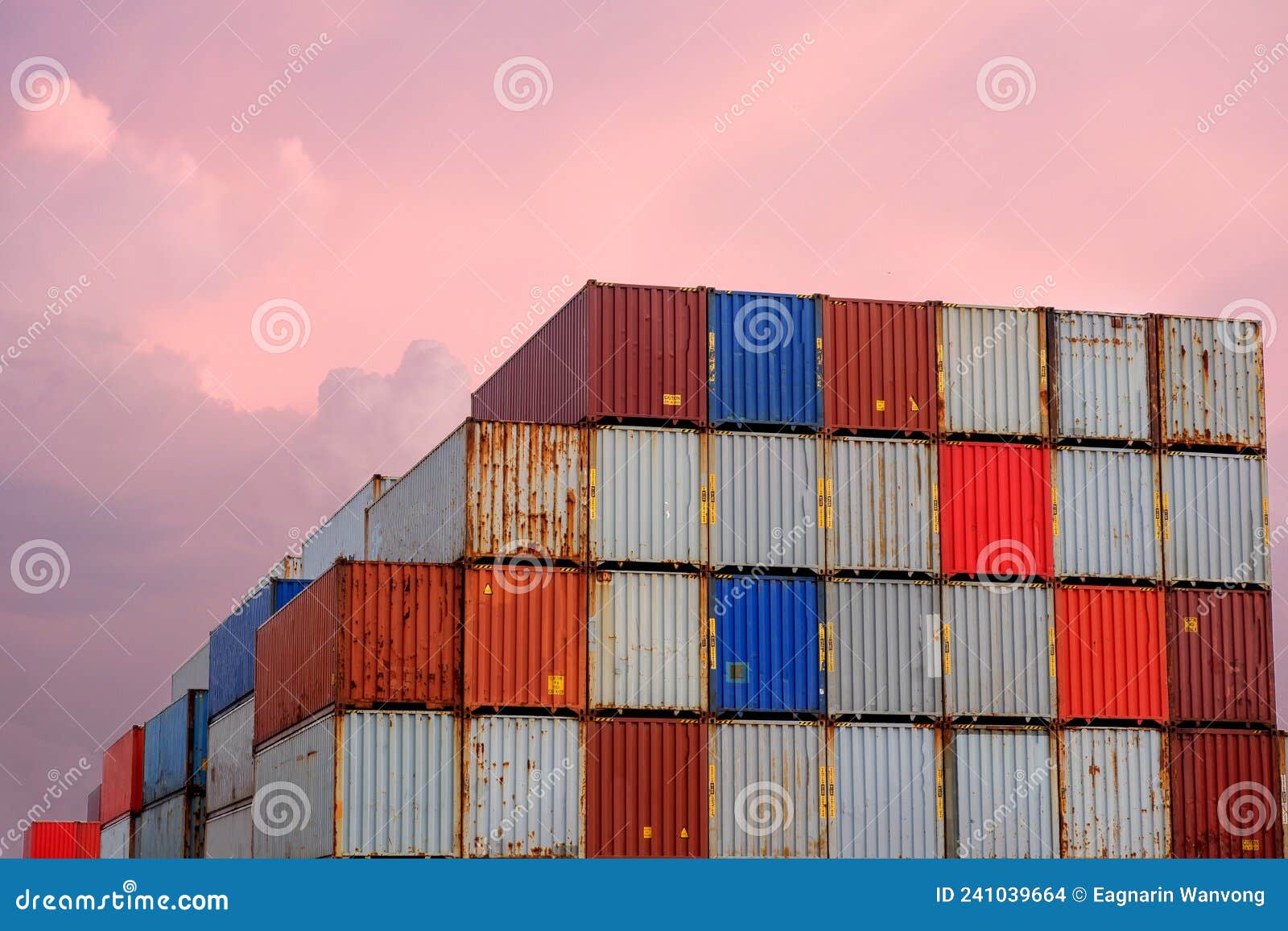 Container Stack for Packing Goods for Morning Import and Export Stock ...
