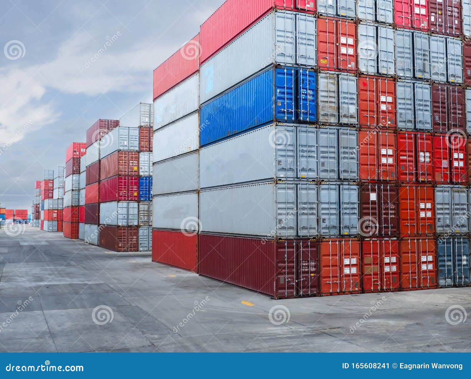 Container Stack in the Port of Import and Export Industry Stock Image ...