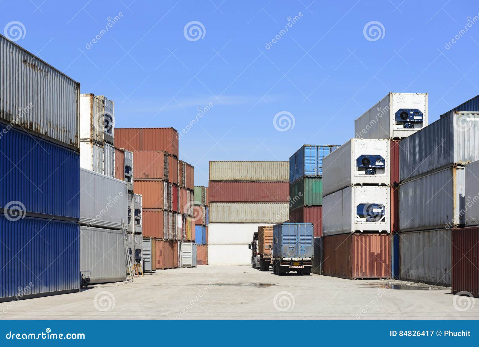 The Container Stack at Ship Yard Stock Image - Image of import ...