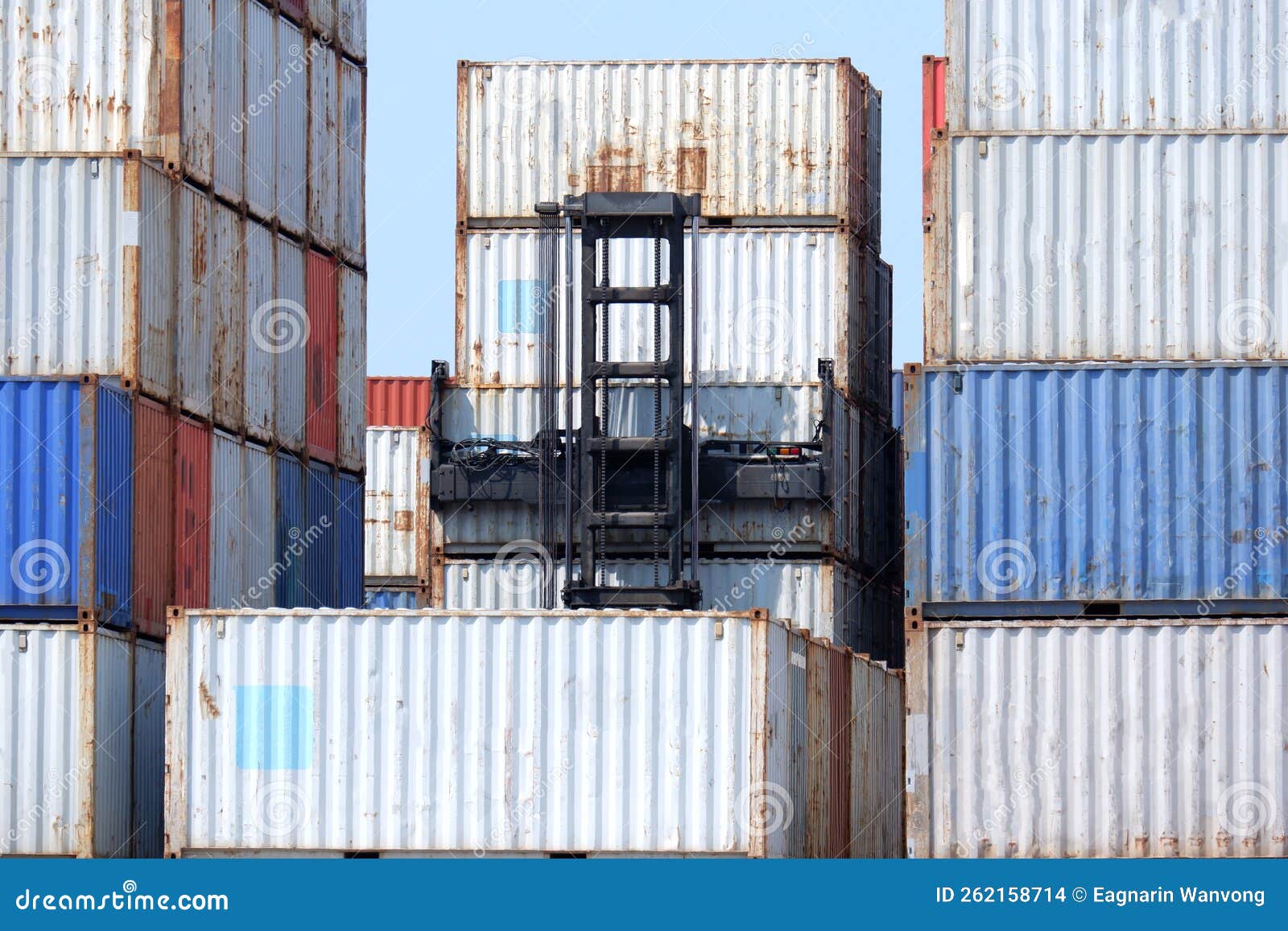Container Stack in the Container Yard Industry Perspective Stock Photo ...