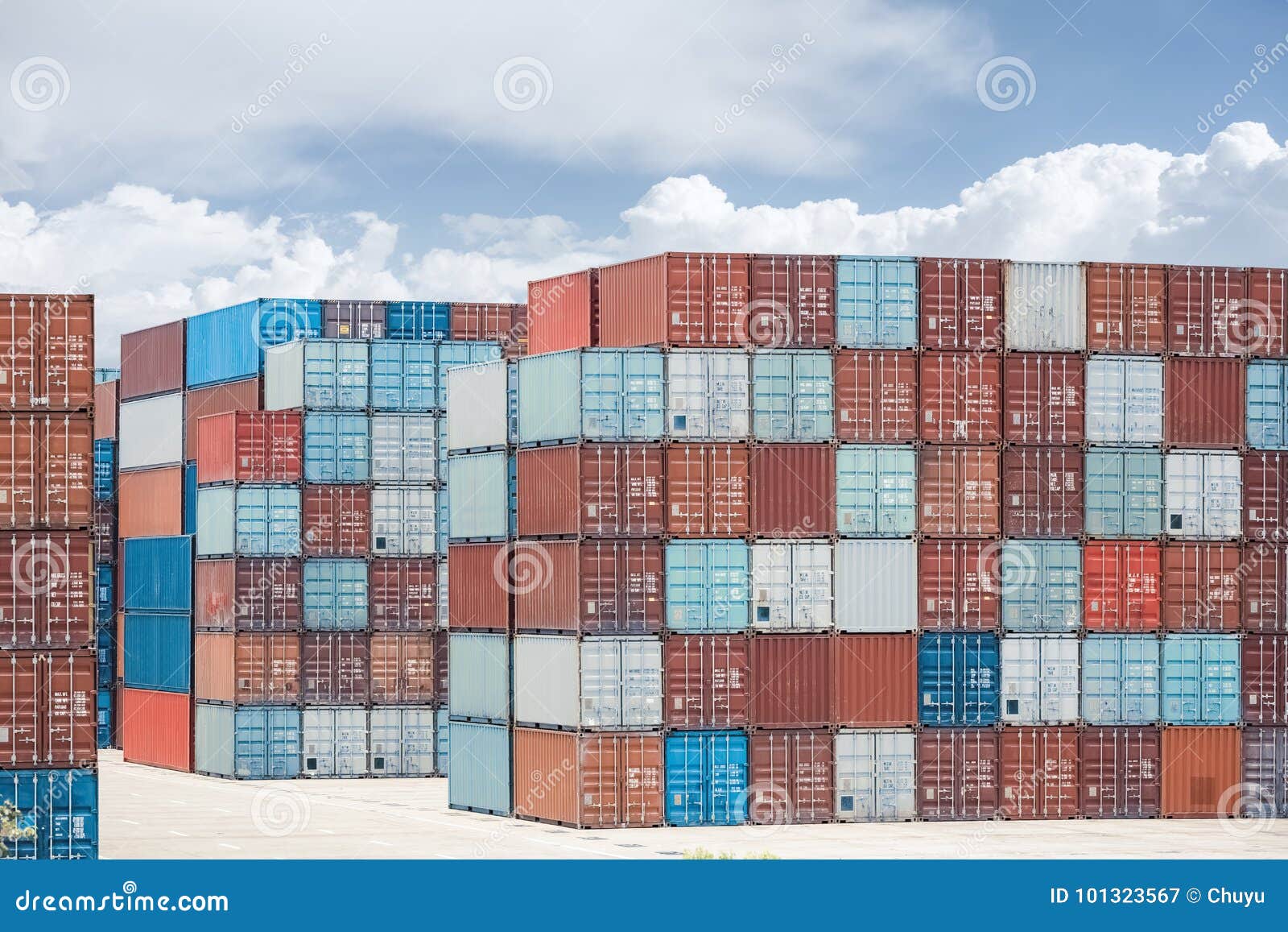Container stack yard stock image. Image of business - 101323567