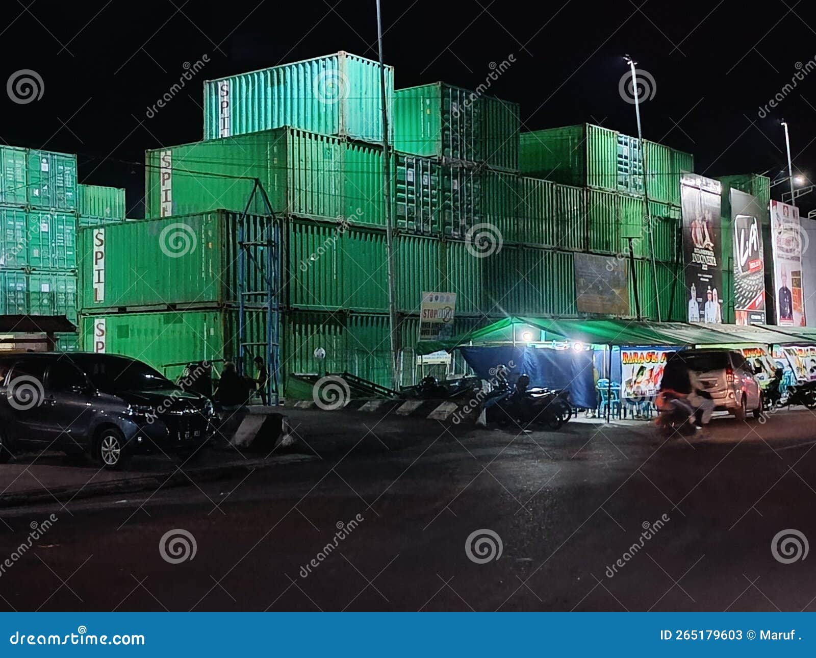 Container Stacking Activities at the Port in the Evening Stock Image ...