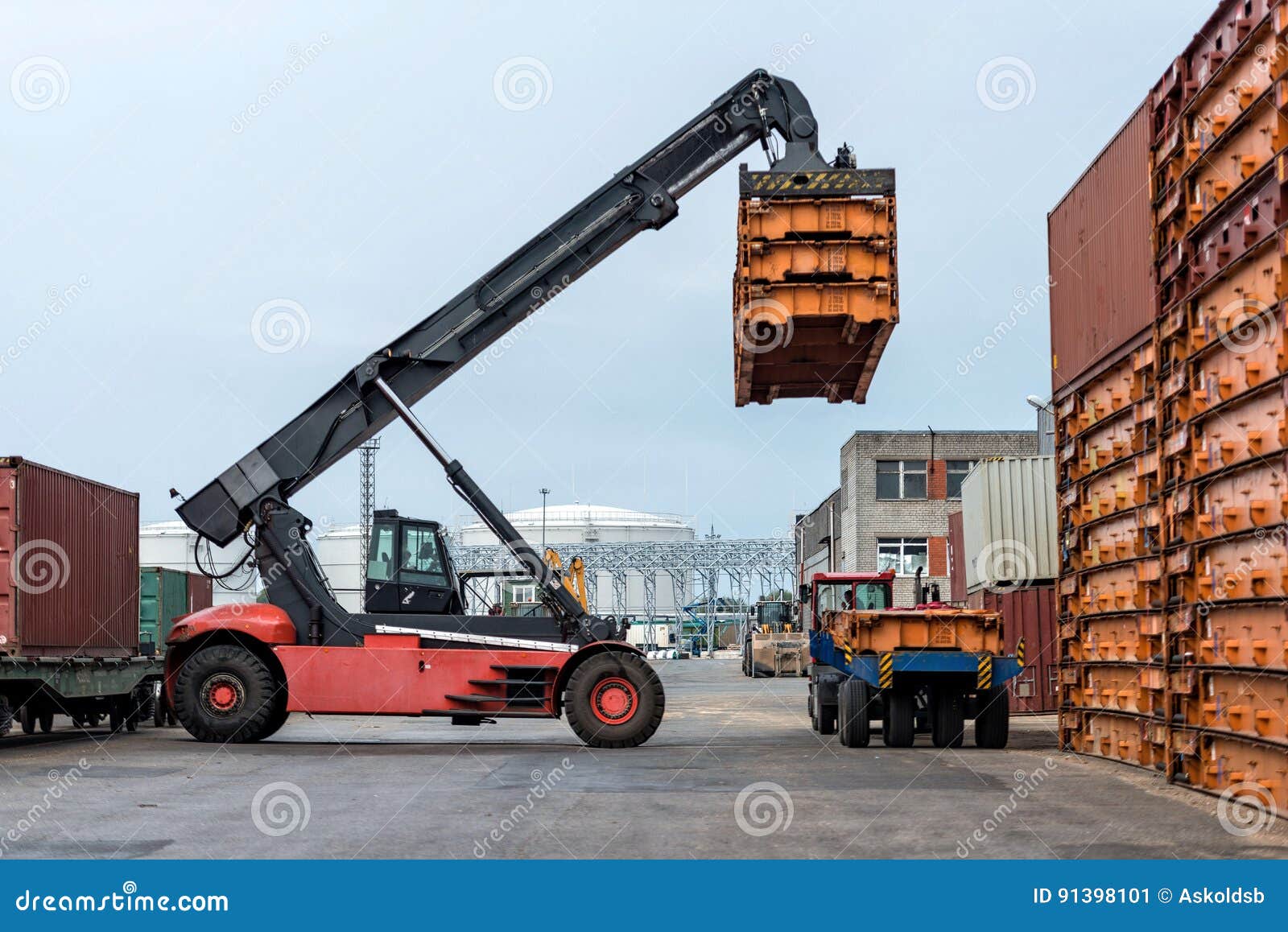 Container Stacking in Warehouse. Stock Image - Image of dock, industry ...