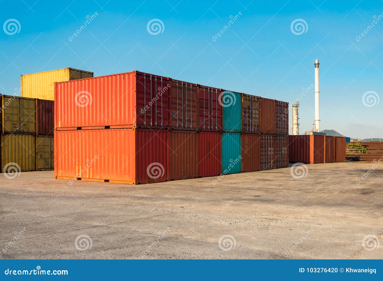 Container Stacks on Shipping Yard, Shipping and Logistics Stock Photo ...