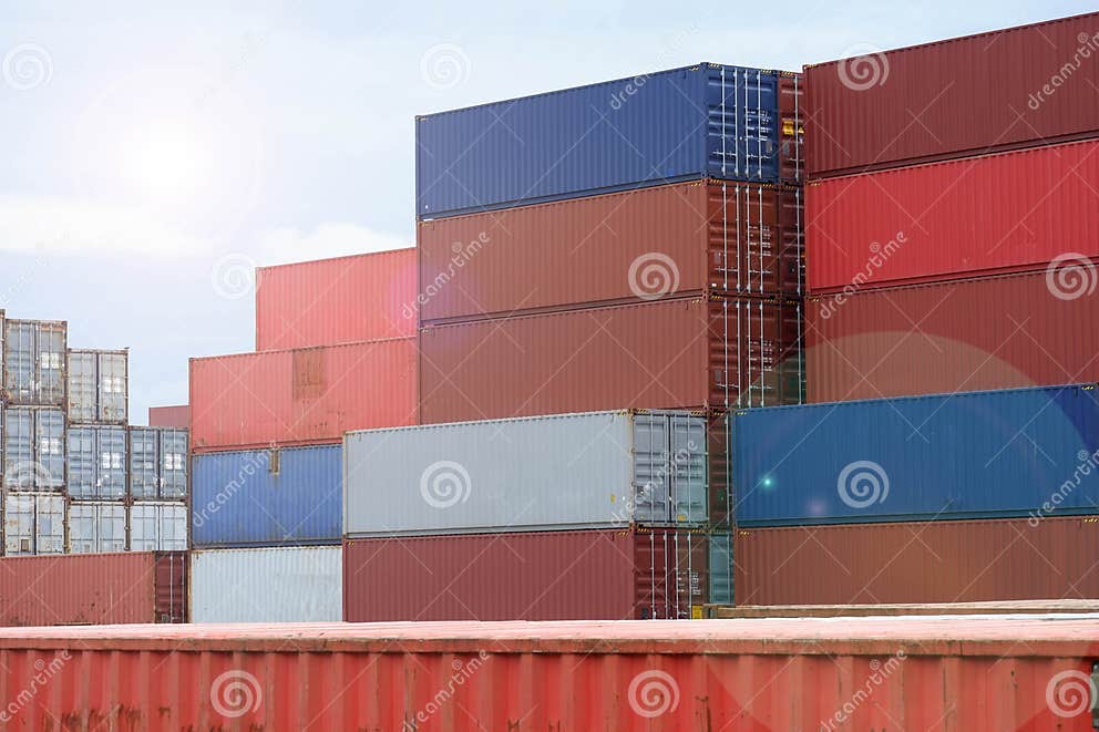 Container Storage Yard International Trade Perspective Stock Photo ...