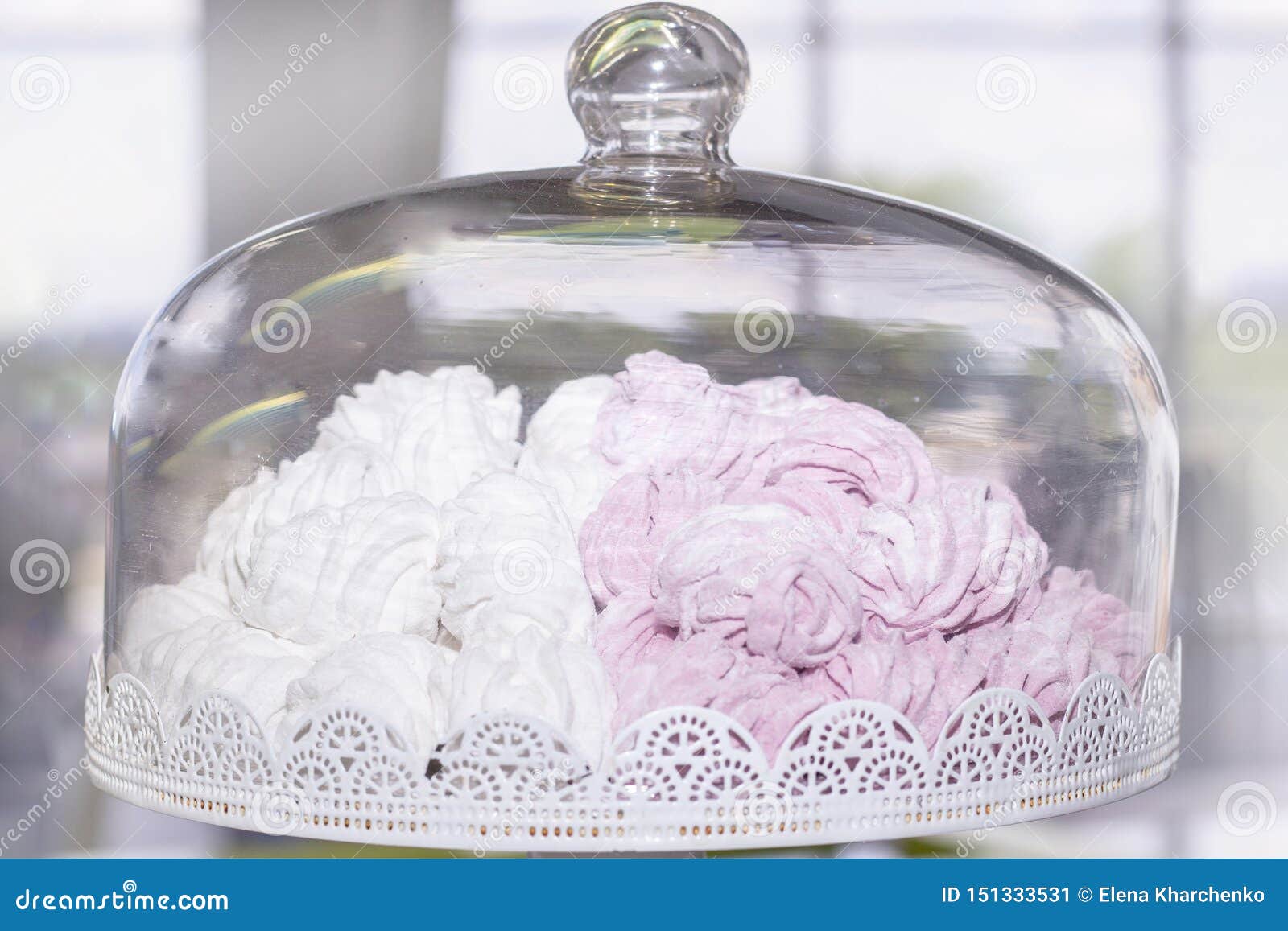 Container for Storing Cakes Container with White and Pink Marshmallows ...