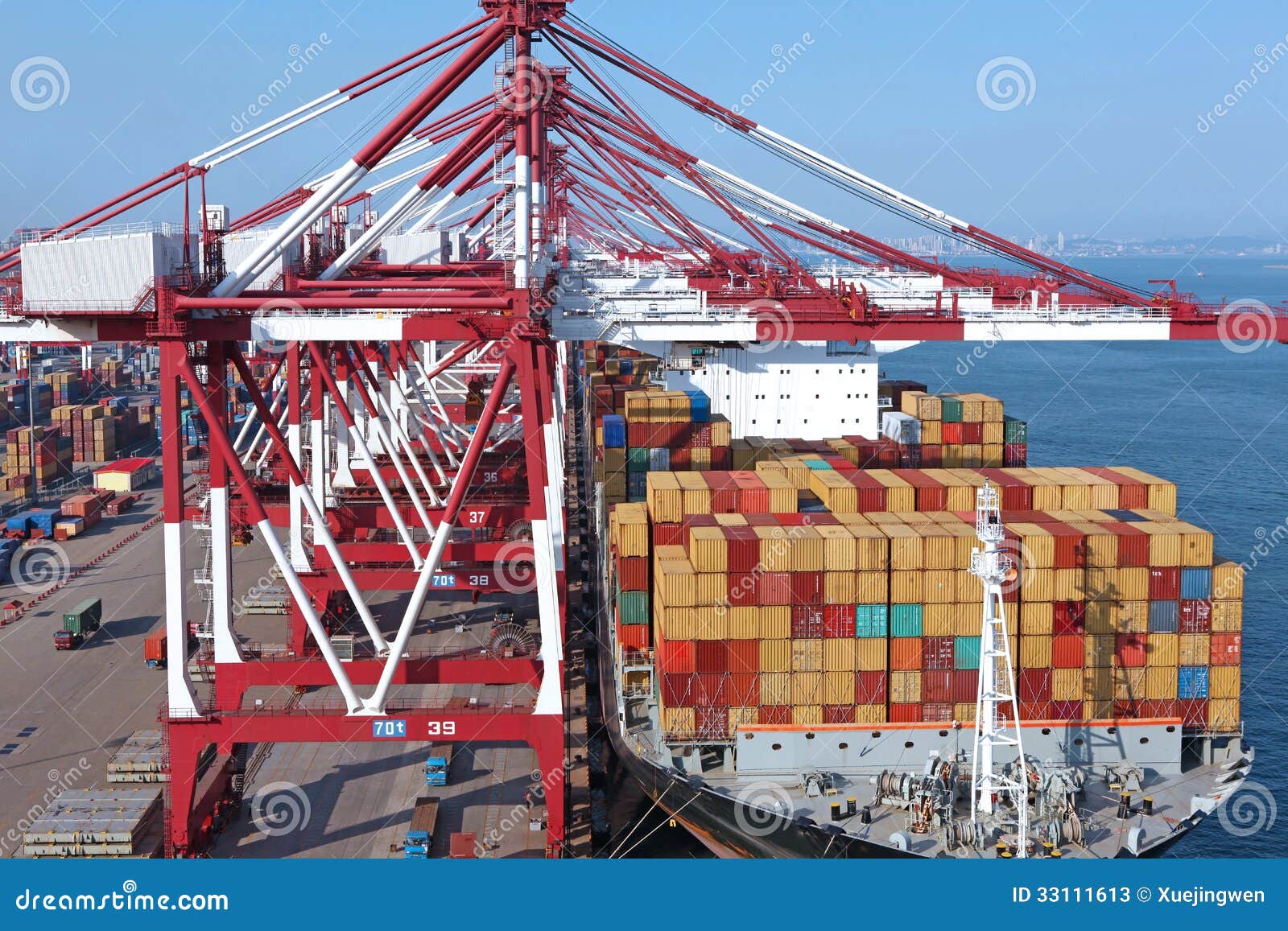Container Terminal stock image. Image of unloading, vessels - 33111613