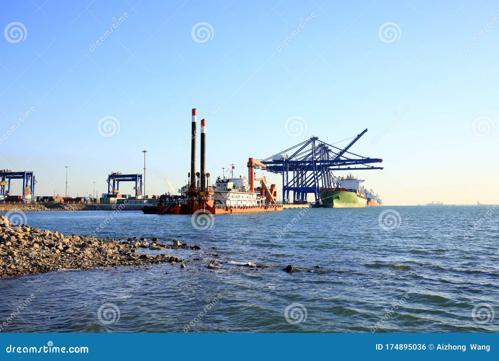 Container terminal stock photo. Image of export, pier - 174895036
