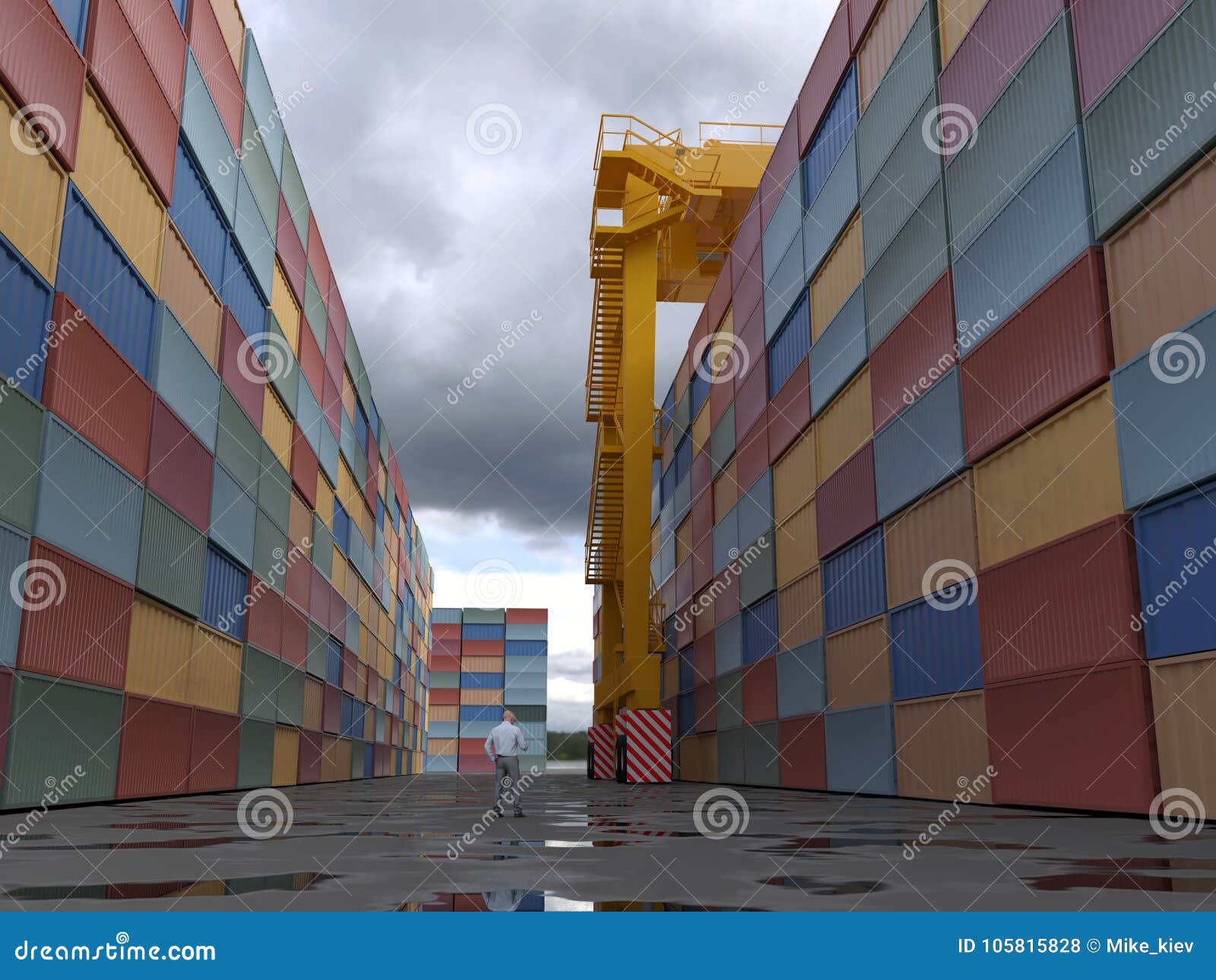 Sea Container Terminal Isometric Infographics Vector Illustration ...