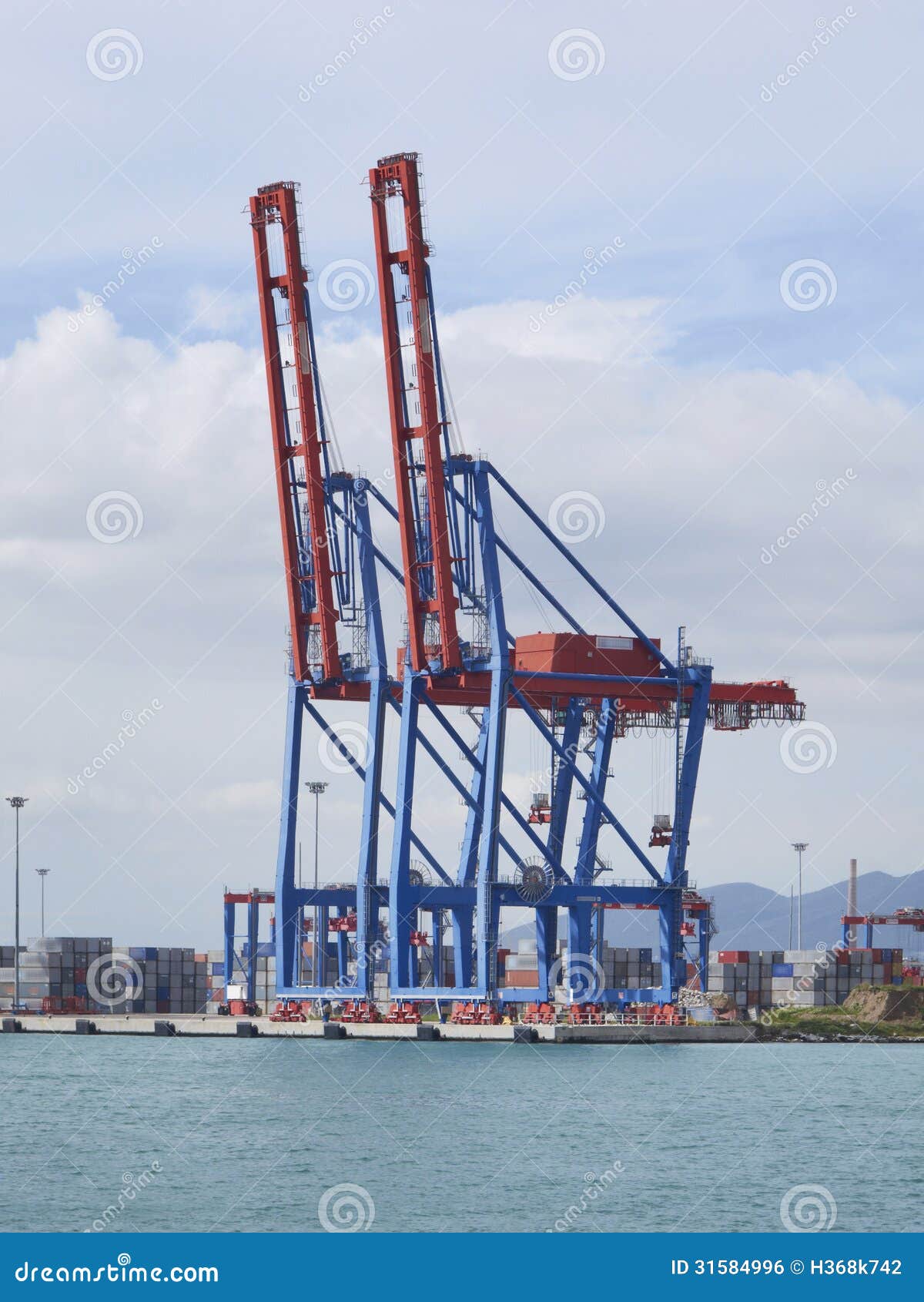 Container Terminal with Gantry Cranes Stock Photo - Image of water ...