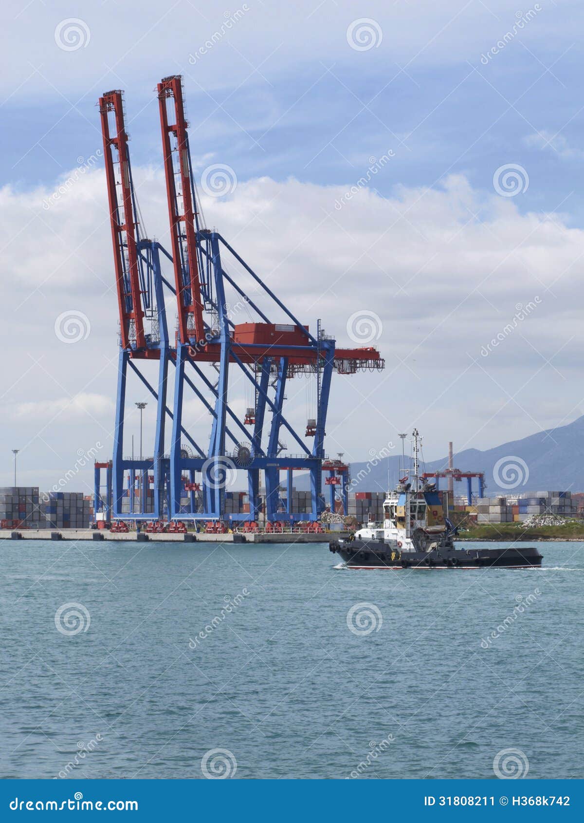 Container Terminal with Gantry Cranes Stock Image - Image of ship, dock ...