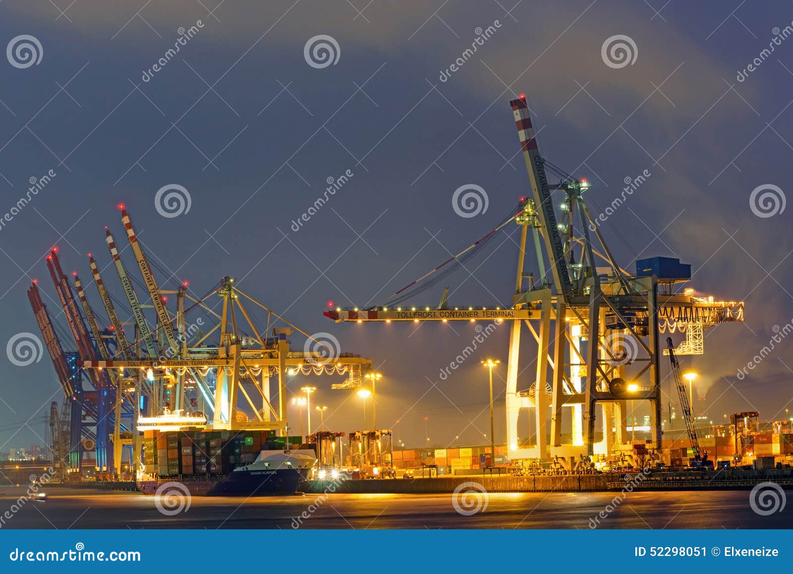 Container Terminal in the Harbor of Hamburg Editorial Photo - Image of ...