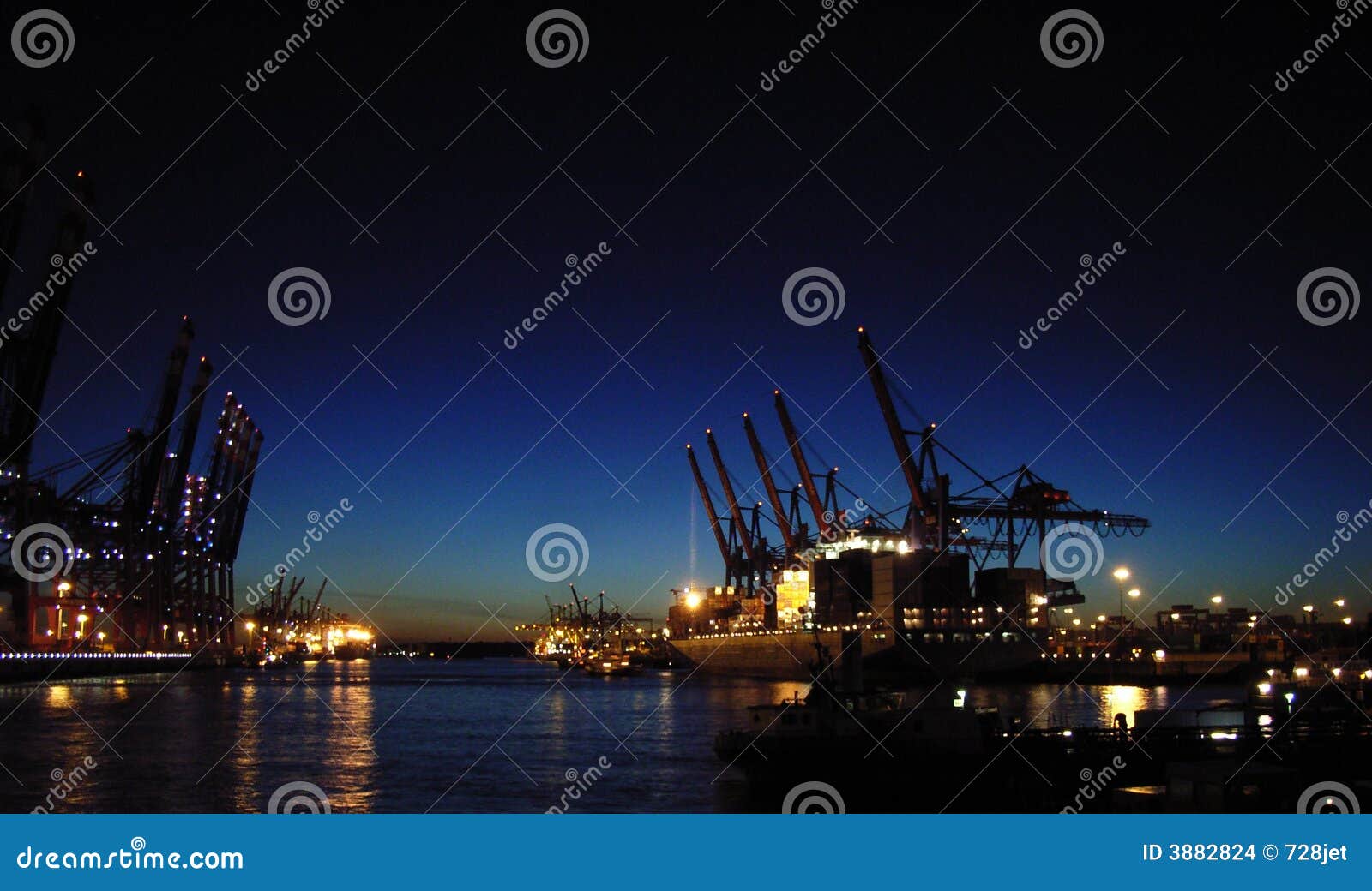 Container Terminal at Night Stock Photo - Image of development ...