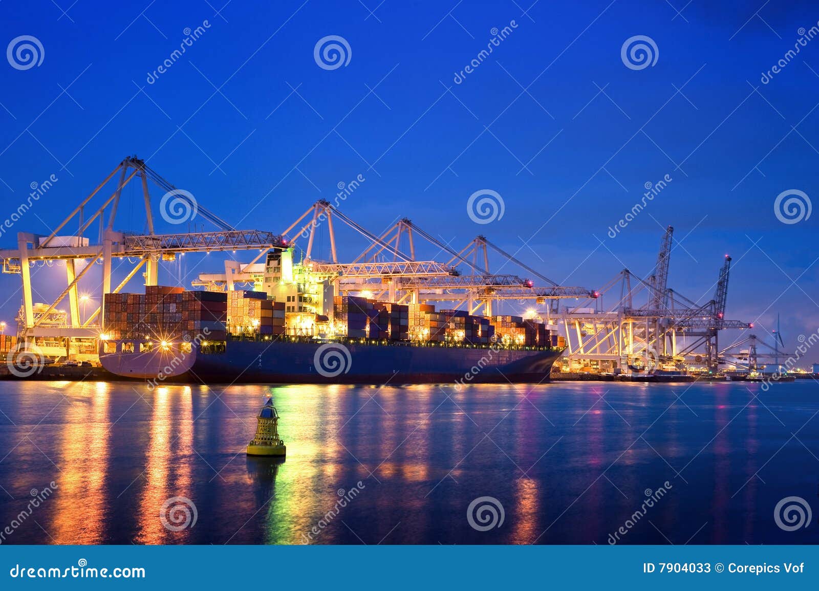 Container Terminal at Night Stock Image - Image of structure, dark: 7904033