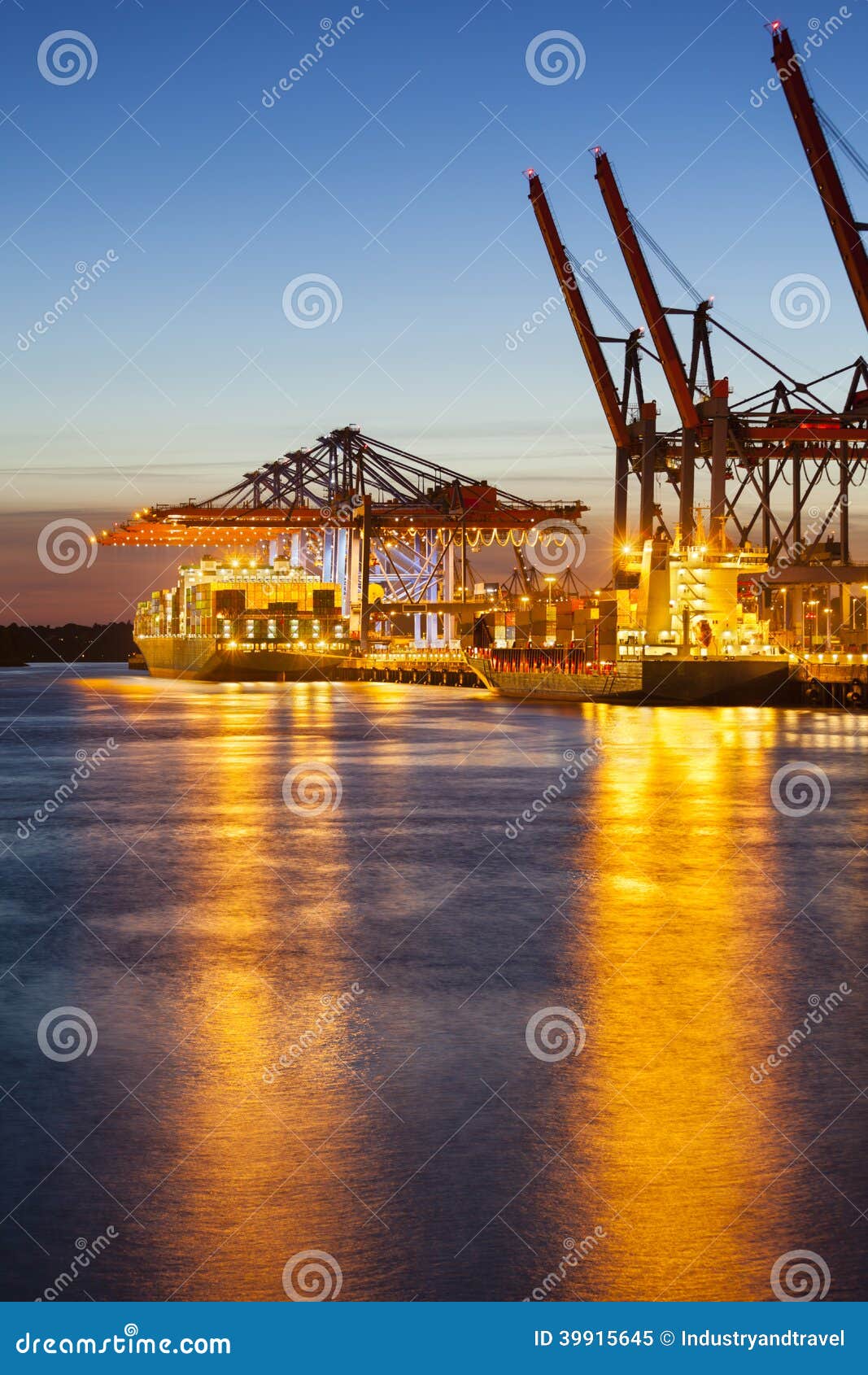 Container Terminal at Night Stock Image - Image of dusk, blue: 39915645
