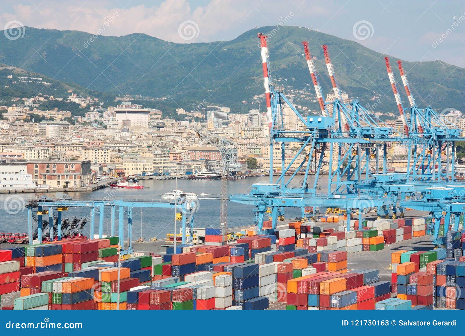 Container Terminal in the Port of Genoa Italy Stock Image - Image of ...