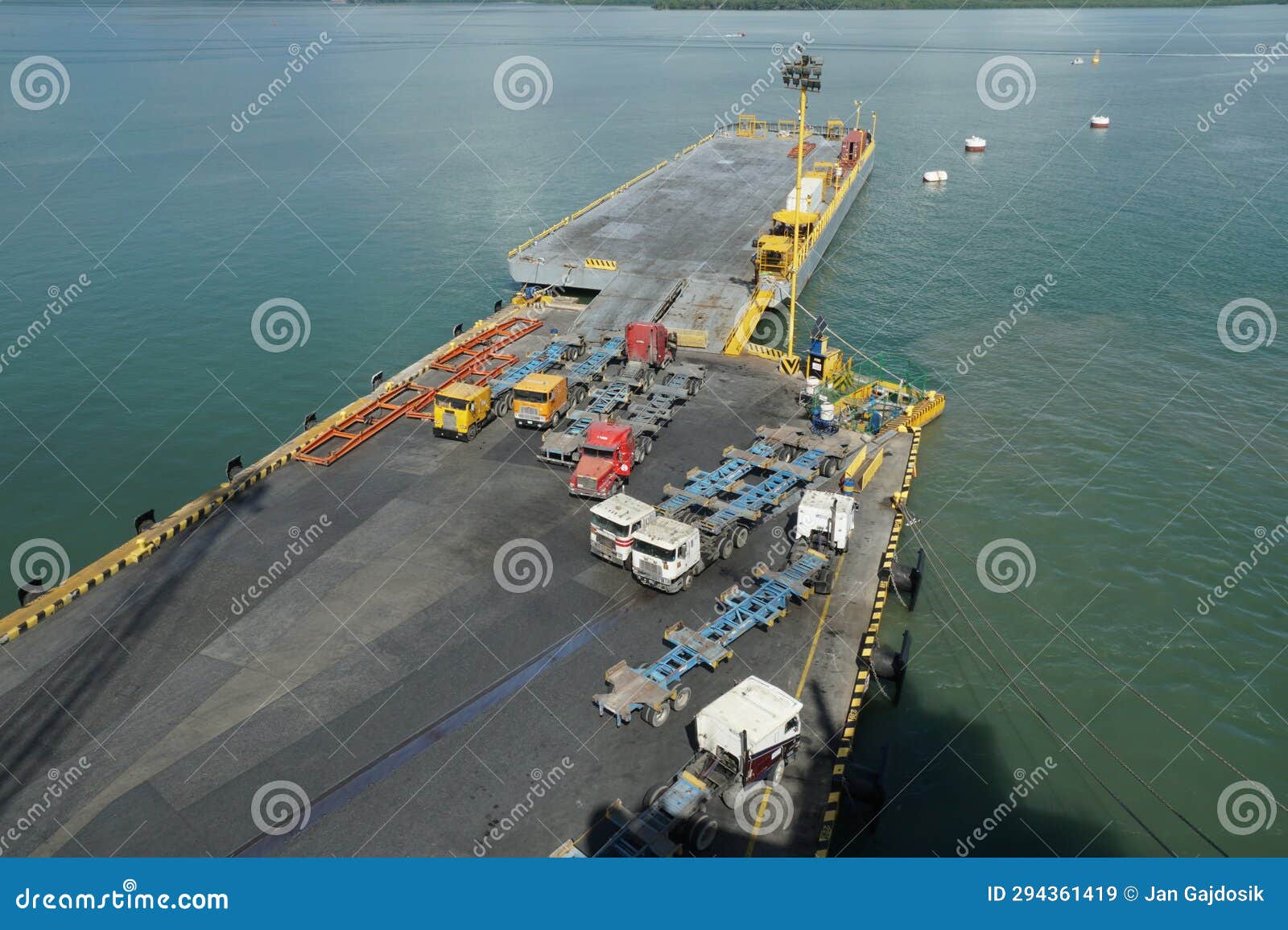 Container Terminal in Puerto Barrios with Old Empty Trucks and Lorries ...