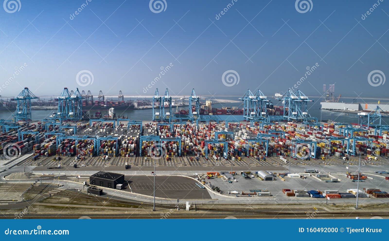 Container Terminal in the Rotterdam Harbor Editorial Image - Image of ...