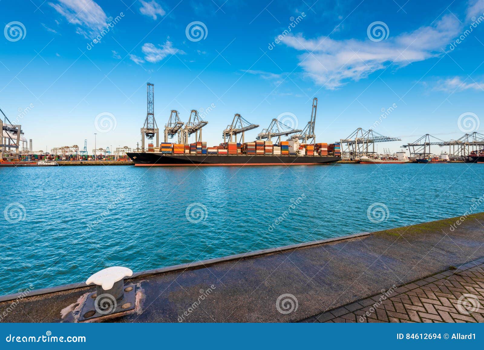 Container Terminal in Rotterdam Harbour Stock Photo - Image of outdoors ...